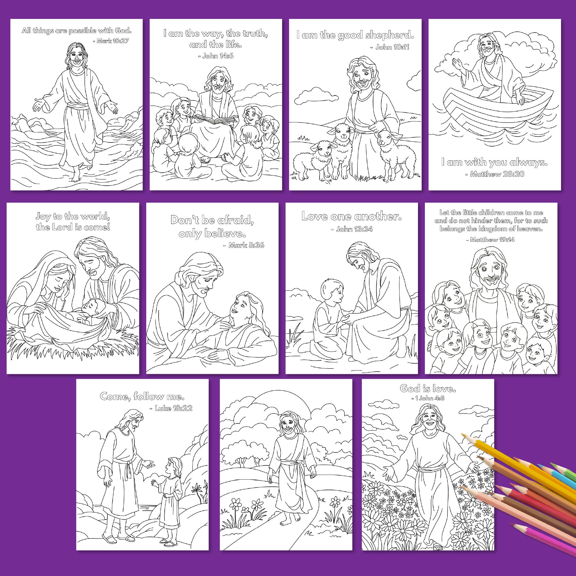 Jesus Coloring Pages Bible Christian Coloring Sheets Instant Download ...