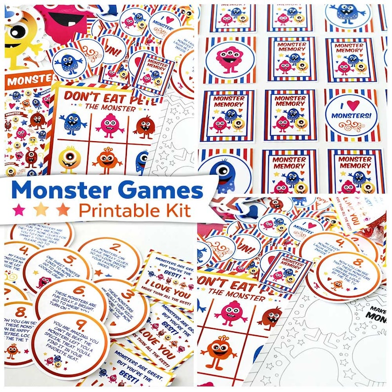 Monster Games Printable Kit Printable Downloads Kids Games & - Etsy