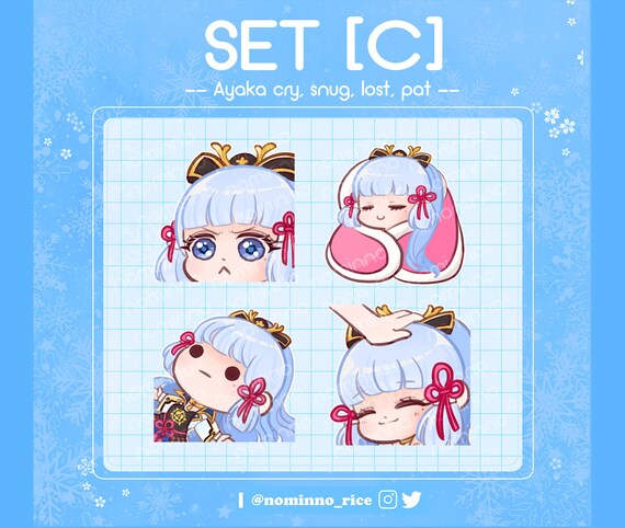 SET C: Ayaka Genshin Impact Twitch Discord Emotes X4 Twitch - Etsy UK