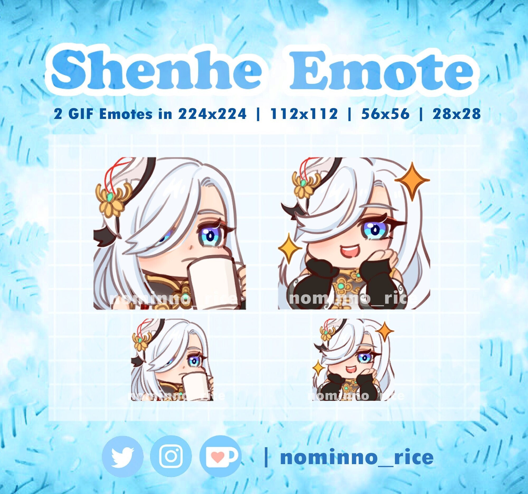 Shenhe Genshin Impact Emote Set Twitch Discord Streamer, 42% OFF