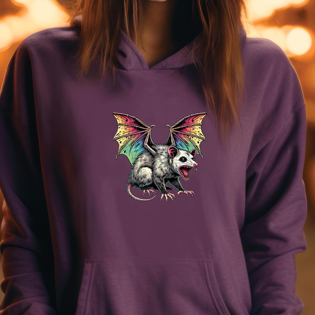 Feral Possum Hoodie: Rainbow Wings, Arcane Goth Sweatshirt - Etsy