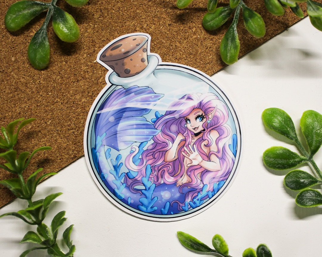 Mermaid in a Bottle Vinyl Sticker - Etsy