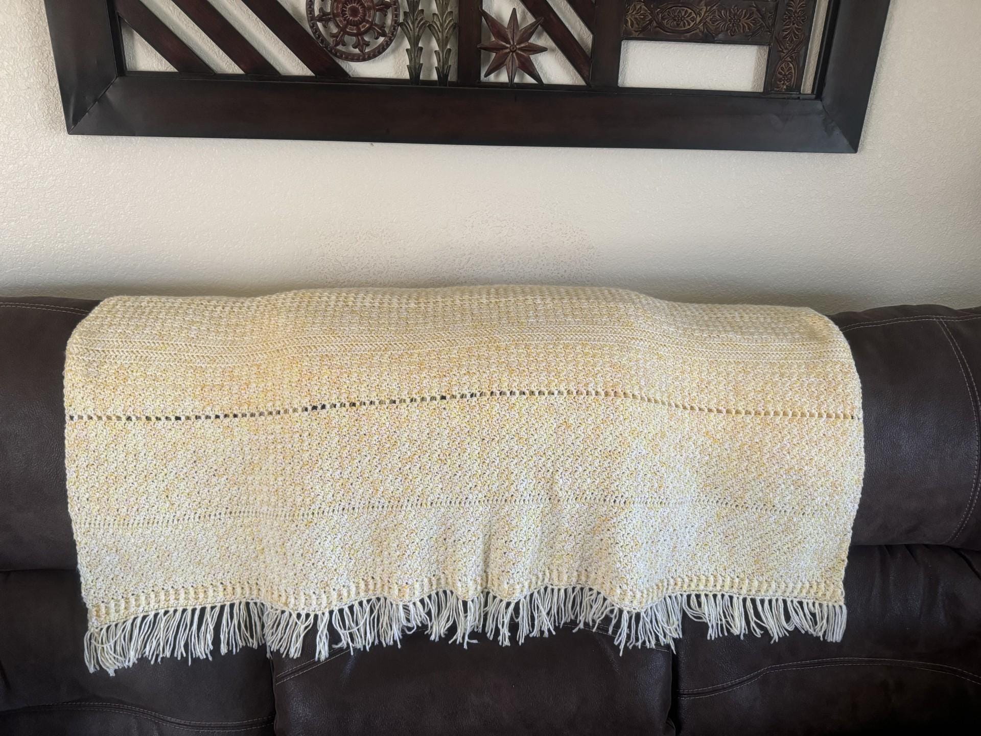 YELLOW FRINGED THROW Lap Blanket Afghan With 2-inch Fringe - Etsy