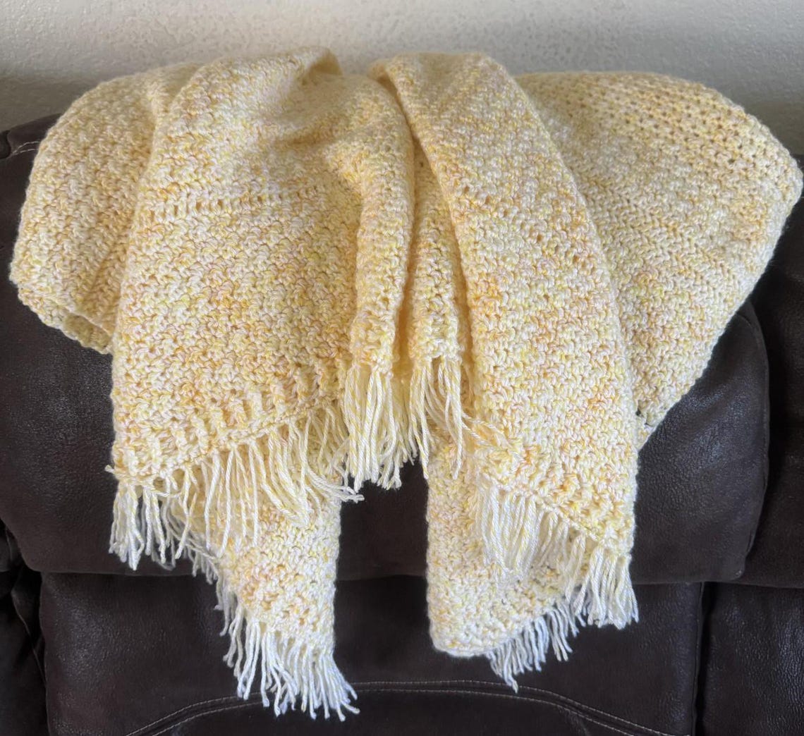 YELLOW FRINGED THROW Lap Blanket Afghan With 2-inch Fringe - Etsy