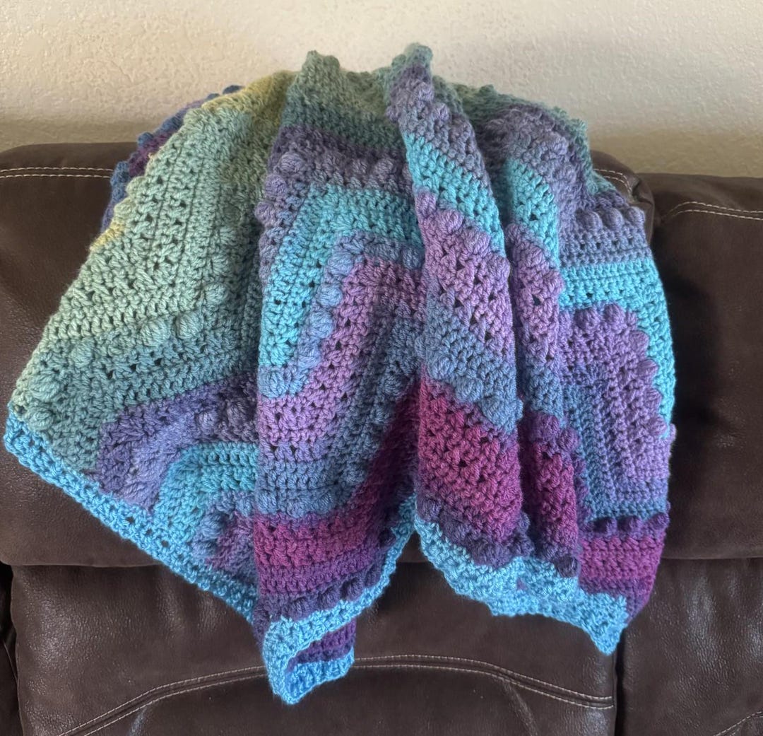 JEWEL COLOR RIPPLE Chevron, Popcorn, Lap Blanket, Afghan Throw - Etsy