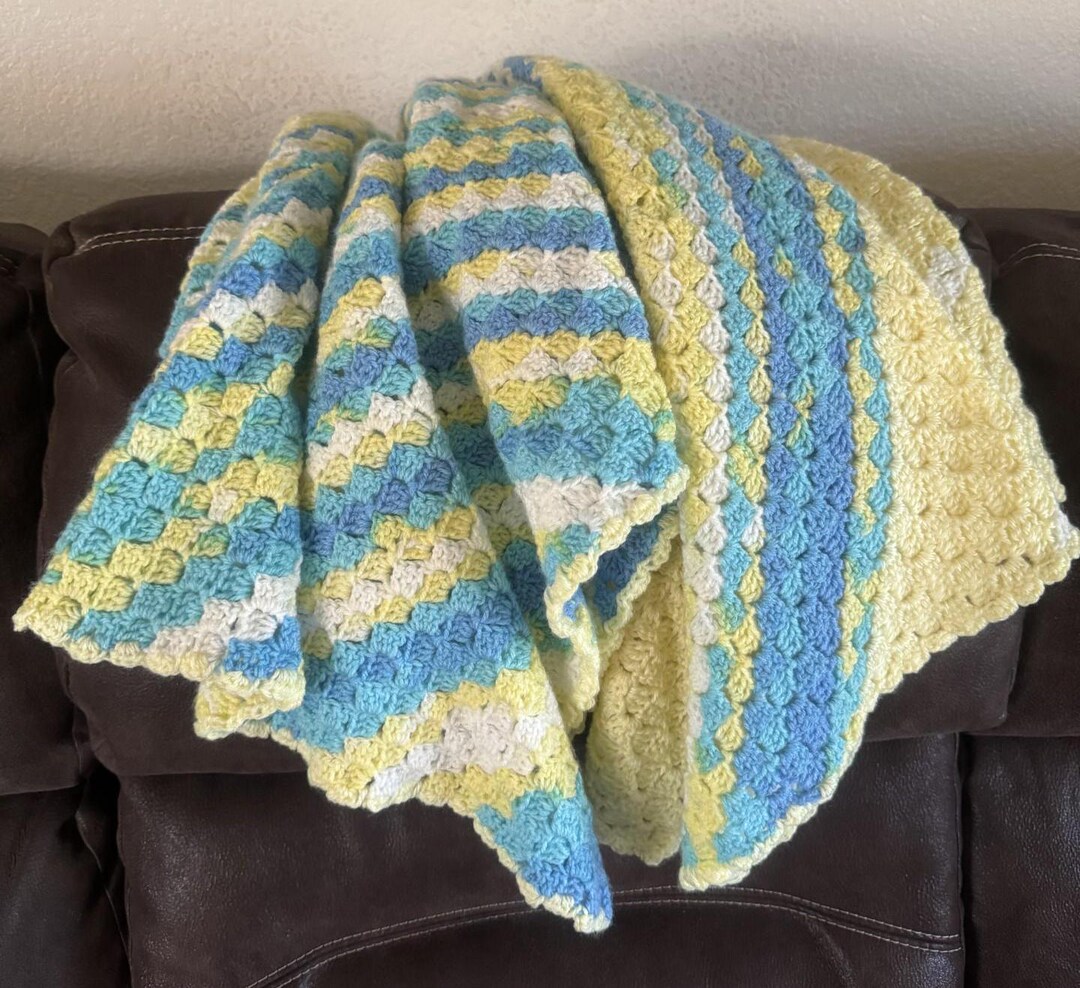 CORNER 2 CORNER THROW, Yellow and Teal Blanket - Etsy