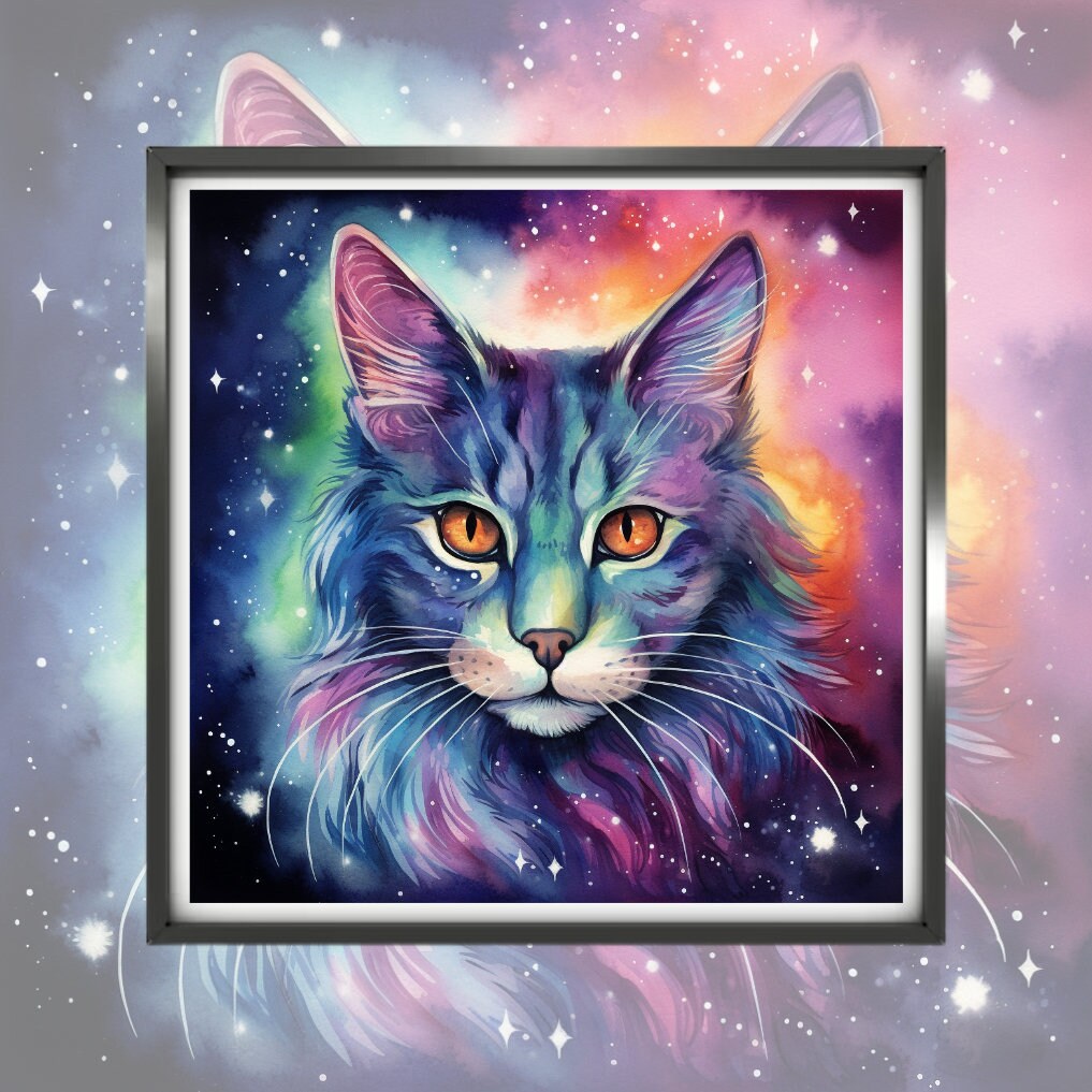 Cosmic Cat #2 High-resolution Digital Artwork, Ready to Print, Instant ...