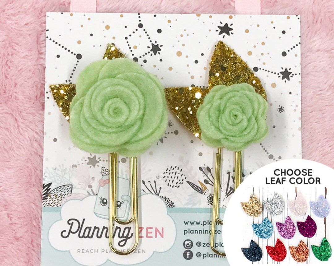 Felt Flower Planner Clip Wool Felt Flowers Planner - Etsy