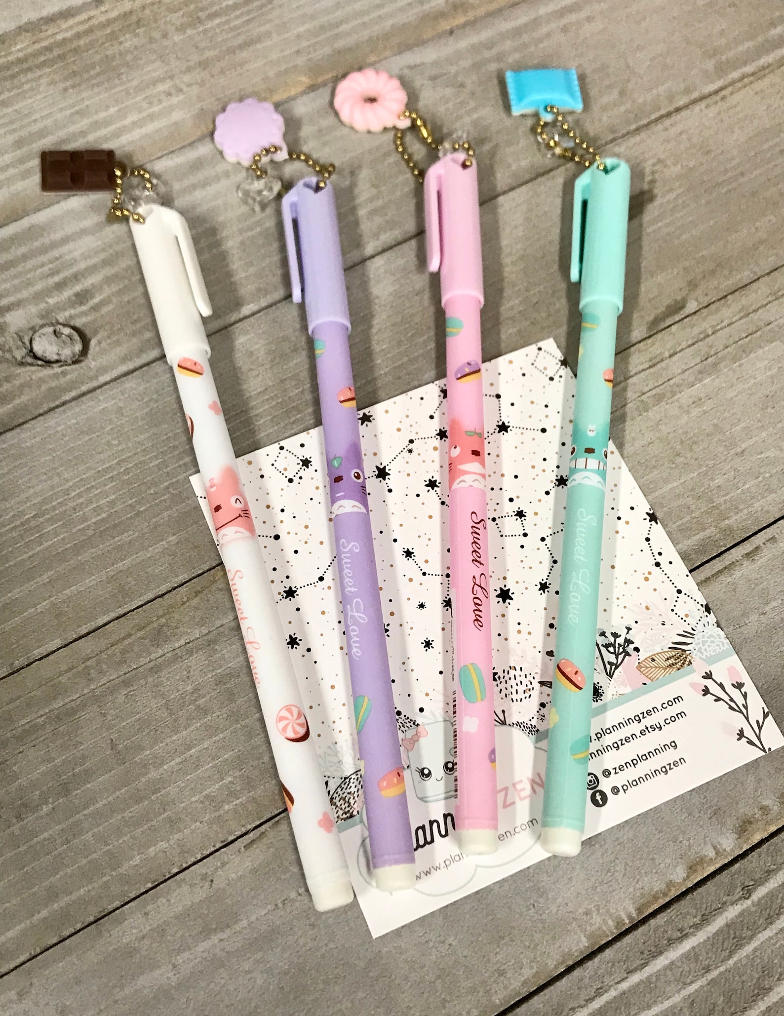 Kawaii Cat Pastel Dessert Gel Pens With Charms Planner | Etsy