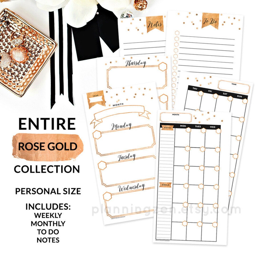 Printable Rose Gold Planner Inserts PERSONAL Size - Etsy