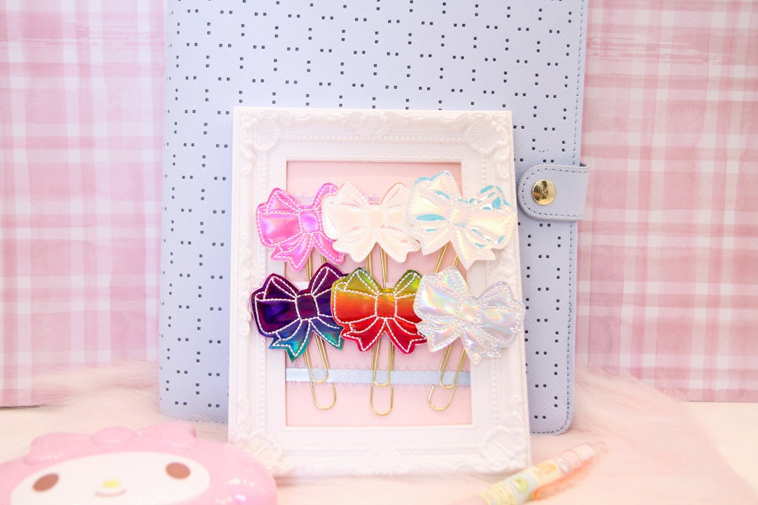 Holographic Bow Planner Clips Planner Accessories, Paperclip Bookmark ...
