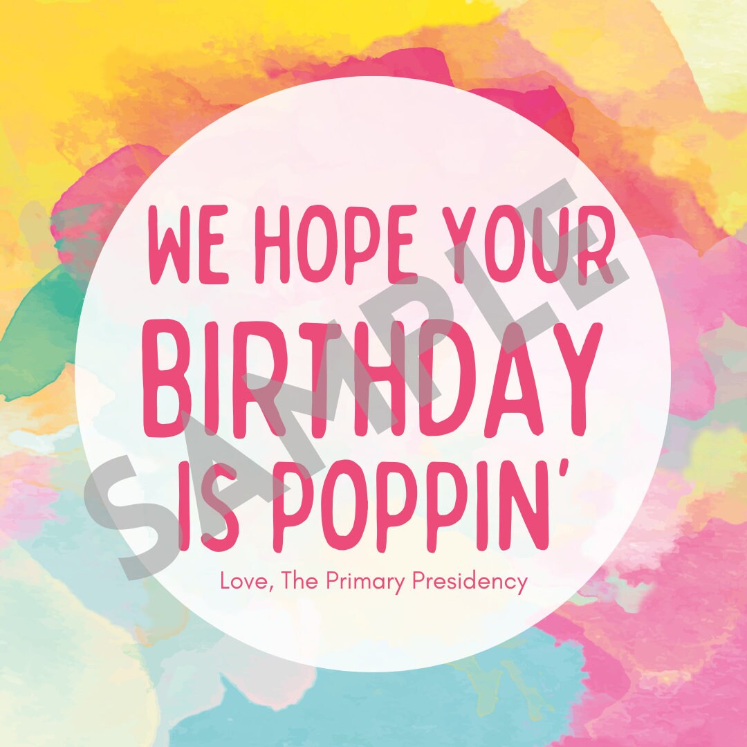 Primary Poppin' Birthday Tag - Digital Download - Etsy