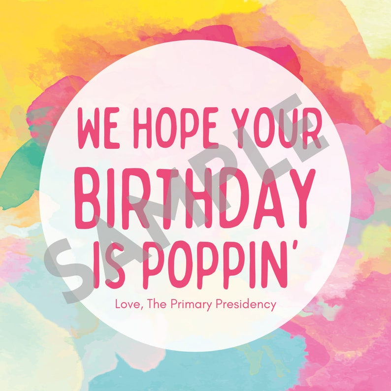 Primary Poppin' Birthday Tag - Digital Download - Etsy