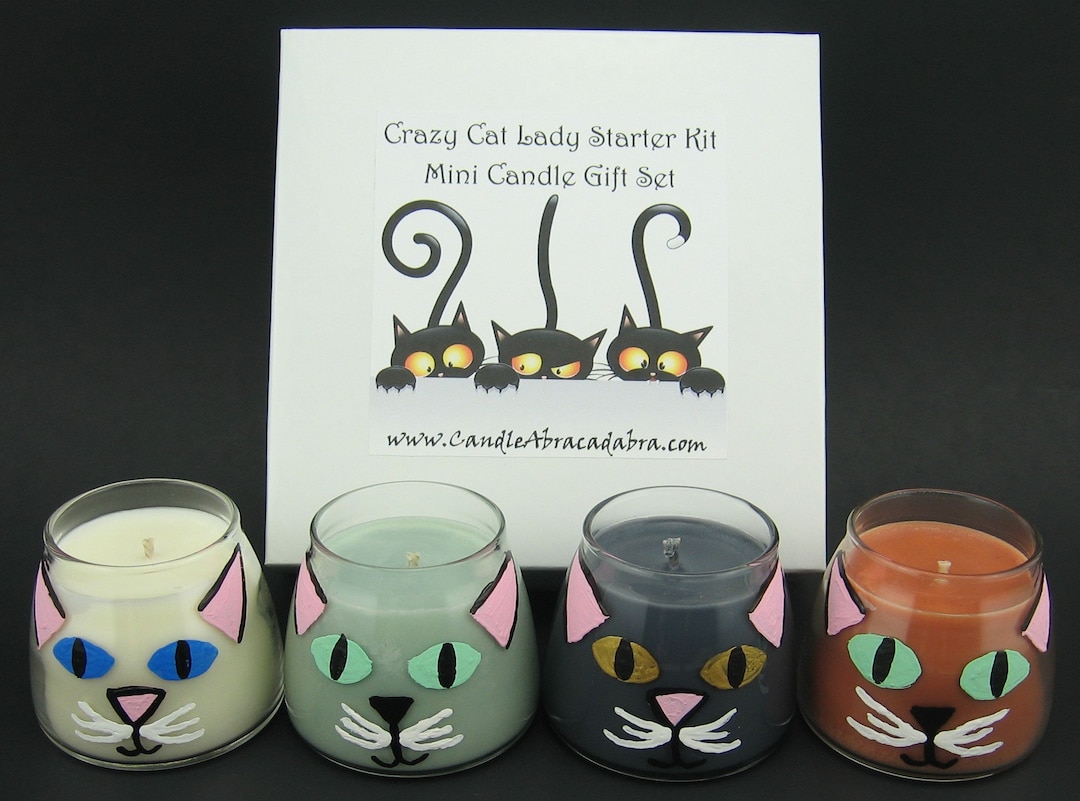 Crazy Cat Lady (cat Guy) Starter Kit Hand-painted Kitten Mini Soy ...