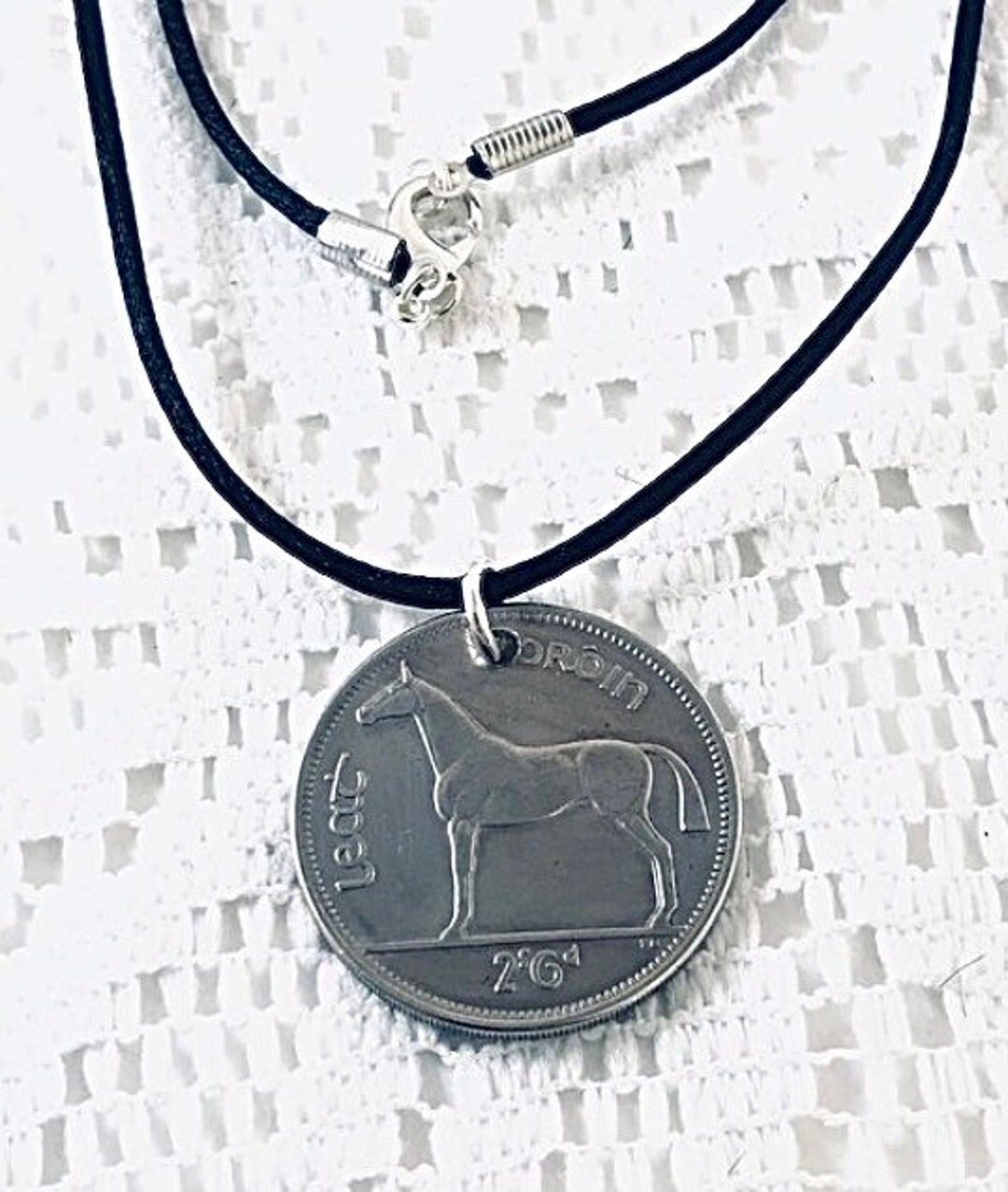1955 Irish Half Crown Coin Necklace, Irish Harp Necklace, 1955 Irish ...