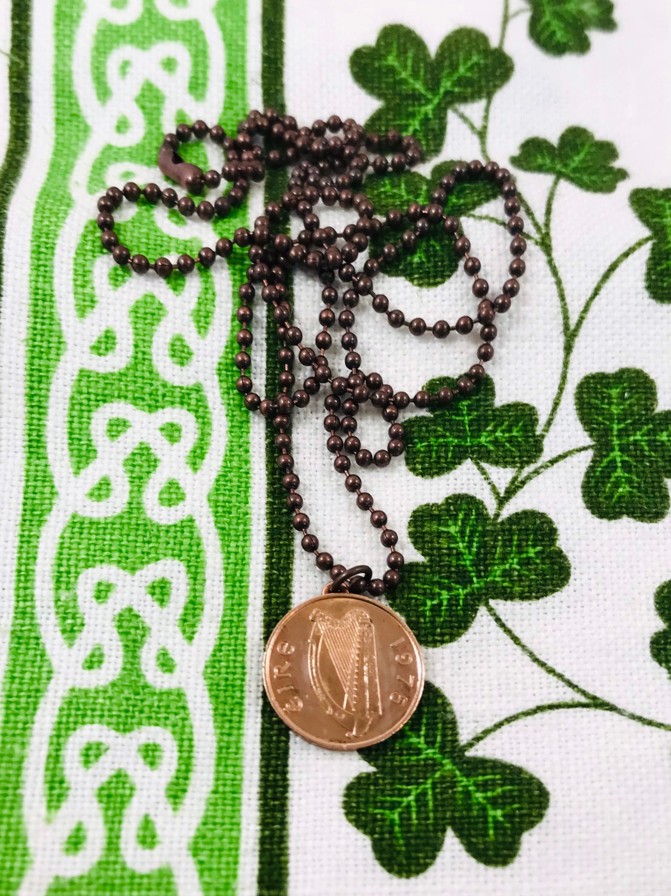 irish-coin-necklace-1975-irish-1-penny-necklace-irish-harp-etsy