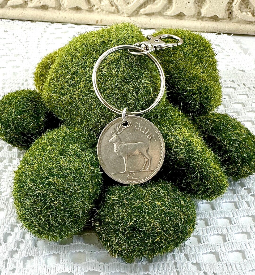 1990 Irish Coin Key Chain,1990 Punt Key Chain, Irish Harp Key Chain ...