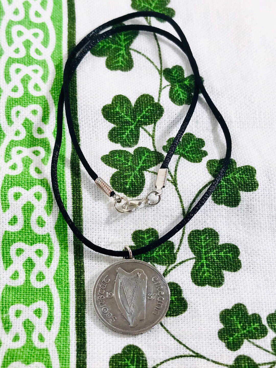 Silver Irish Coin Necklace,1937 Irish Florin Coin Necklace, Irish Harp ...