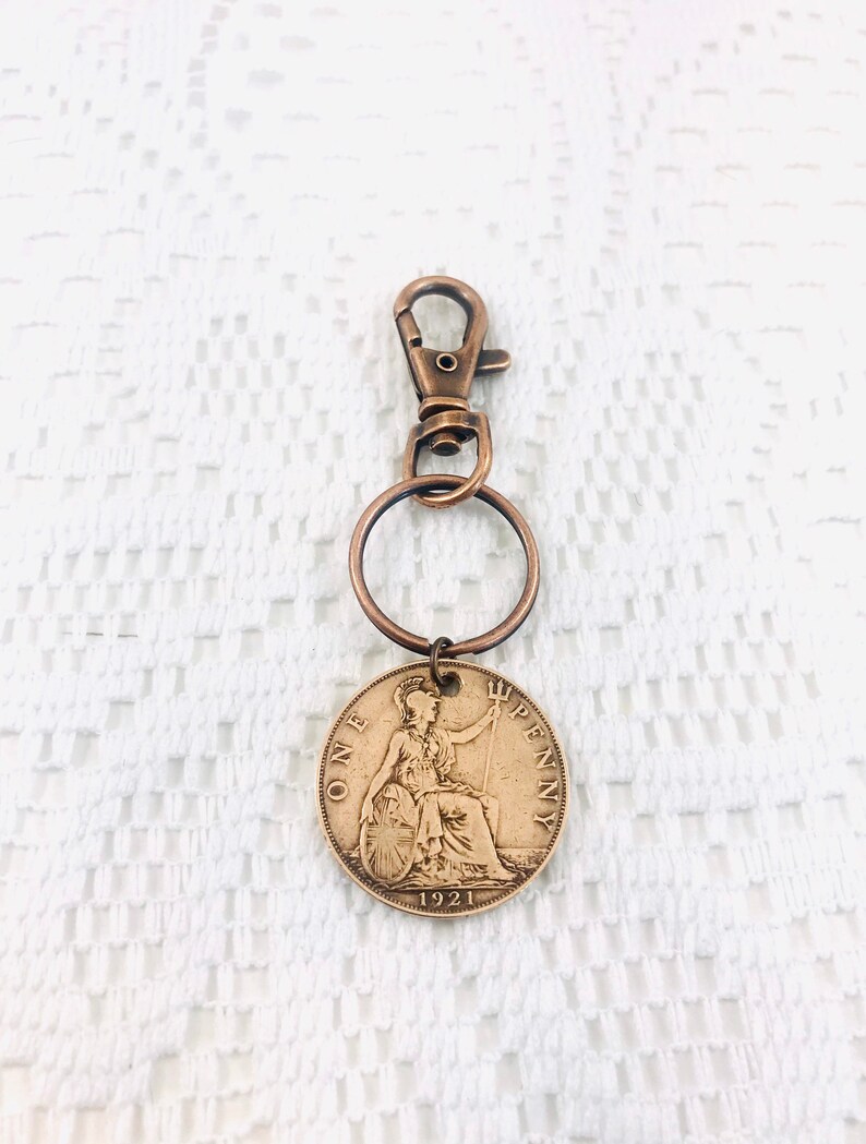 1921 Year Old British Penny 1921 British Penny Key Chain - Etsy