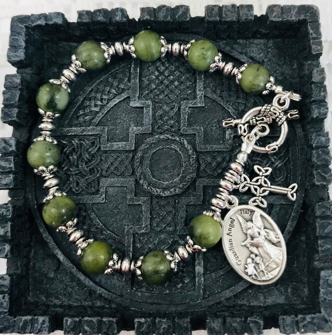 Connemara Irish Marble Guardian Angel Rosary Bracelet, Irish Connemara ...