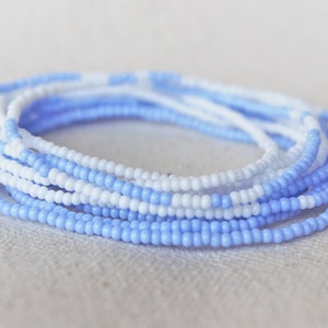 Light Blue Beaded Anklet Set, Beach Anklet, Boho Anklet, Beaded Anklet ...