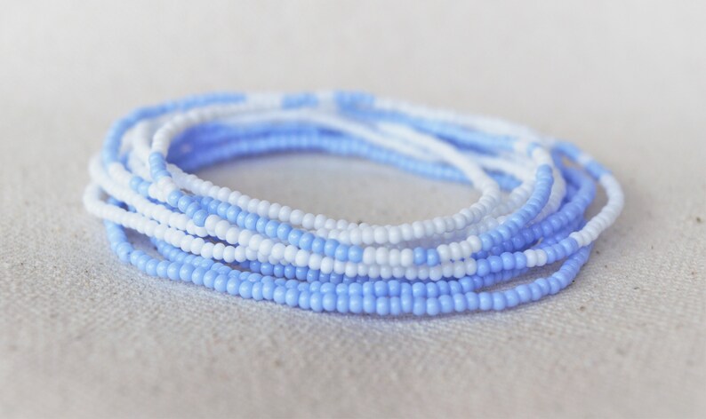 Light Blue Beaded Anklet Set Beach Anklet Boho Anklet | Etsy