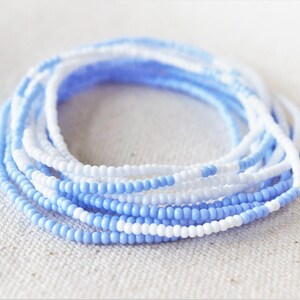 Light Blue Beaded Anklet Set, Beach Anklet, Boho Anklet, Beaded Anklet ...