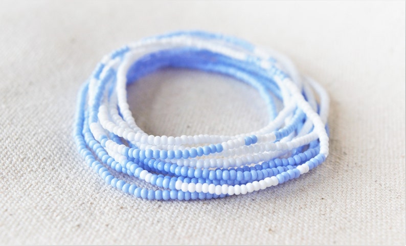 Light Blue Beaded Anklet Set Beach Anklet Boho Anklet | Etsy