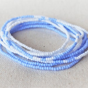 Light Blue Beaded Anklet Set, Beach Anklet, Boho Anklet, Beaded Anklet ...