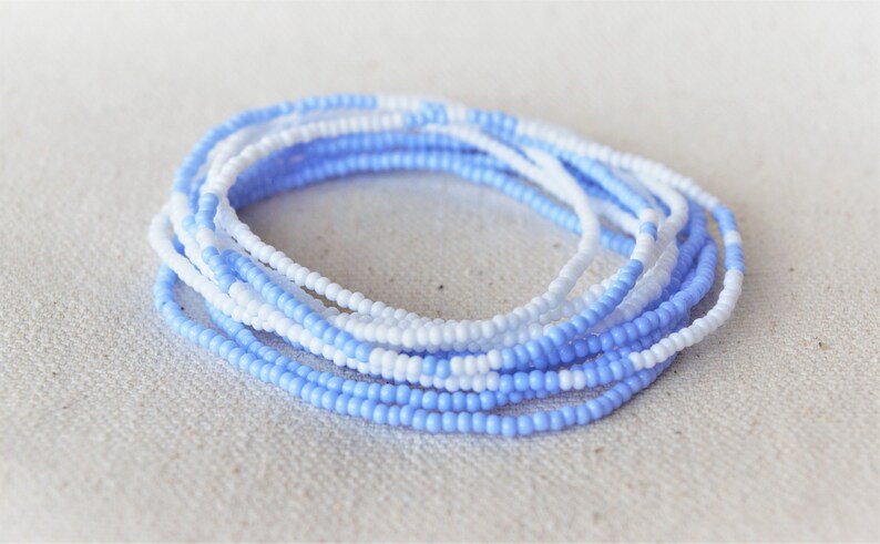 Light Blue Beaded Anklet Set Beach Anklet Boho Anklet | Etsy