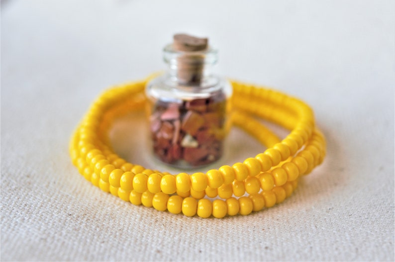Yellow Bracelet Set, Seed Bead Bracelets, Boho Bracelets, Hippie ...