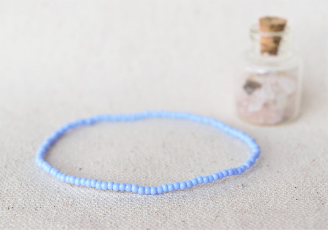 Light Blue Seed Bead Anklet, Beaded Beach Anklet, Boho, Beaded Anklet ...