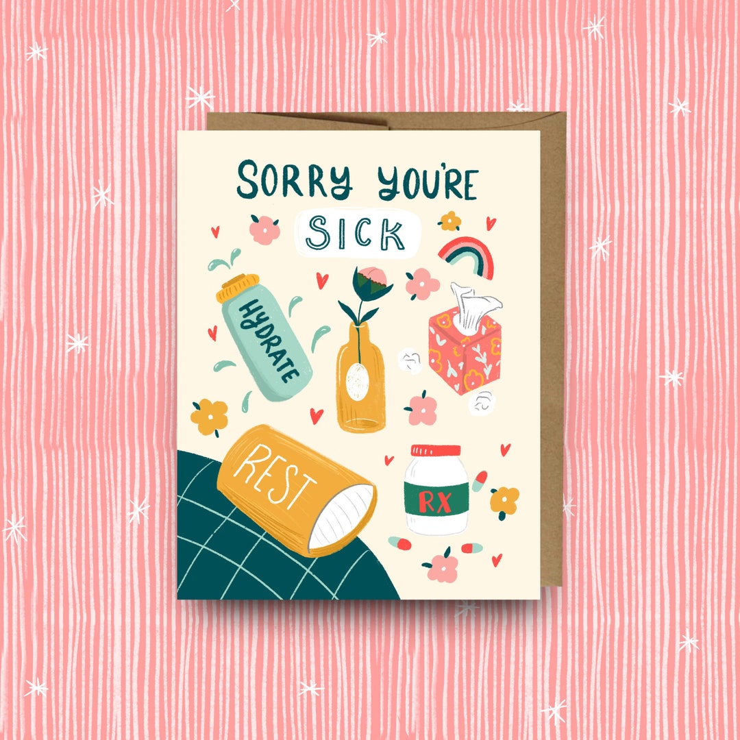 Get Well Soon Card Card for Sick People Sorry Youre Sick - Etsy