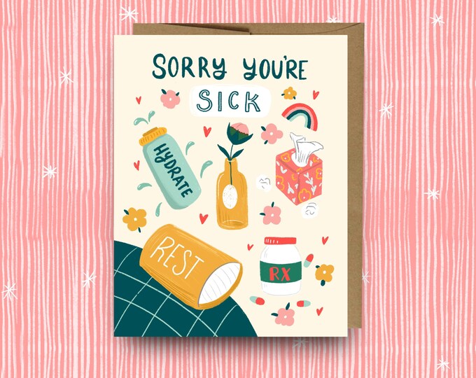 Get Well Soon Card, Card for Sick People, Sorry You’re Sick - Etsy