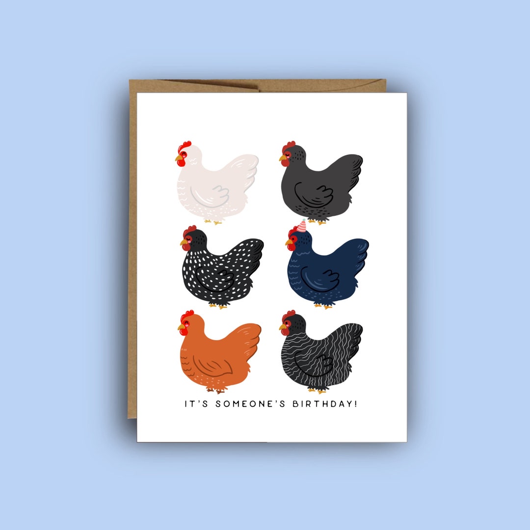 Chicken Card, Chicken Birthday Card, Farmhouse Style Card, Handmade ...