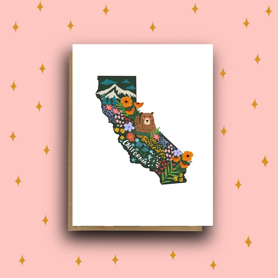 Floral California Cards, California Cards, Mustard California Card ...
