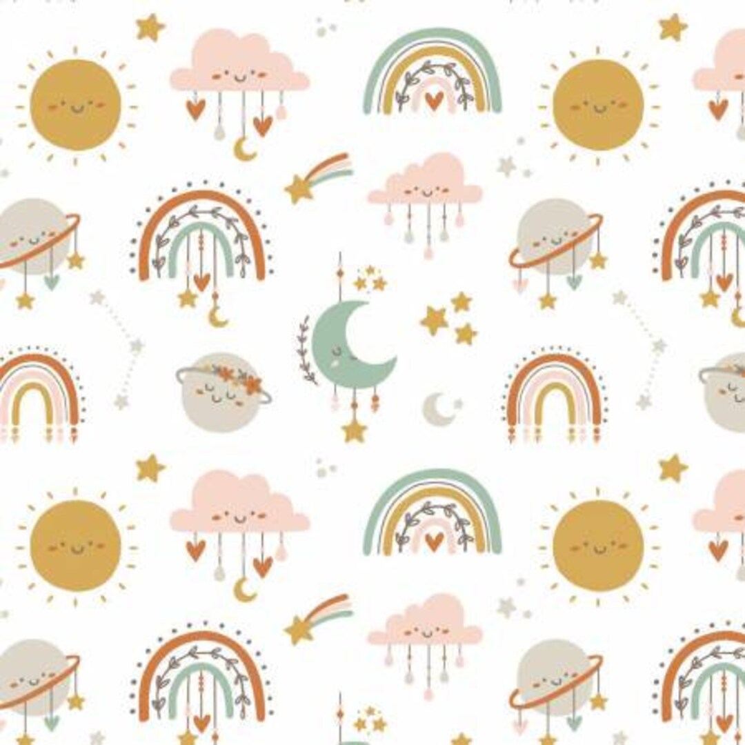 White Boho Galaxy by Camelot Fabrics Part of the Stay Wild Flower Child ...