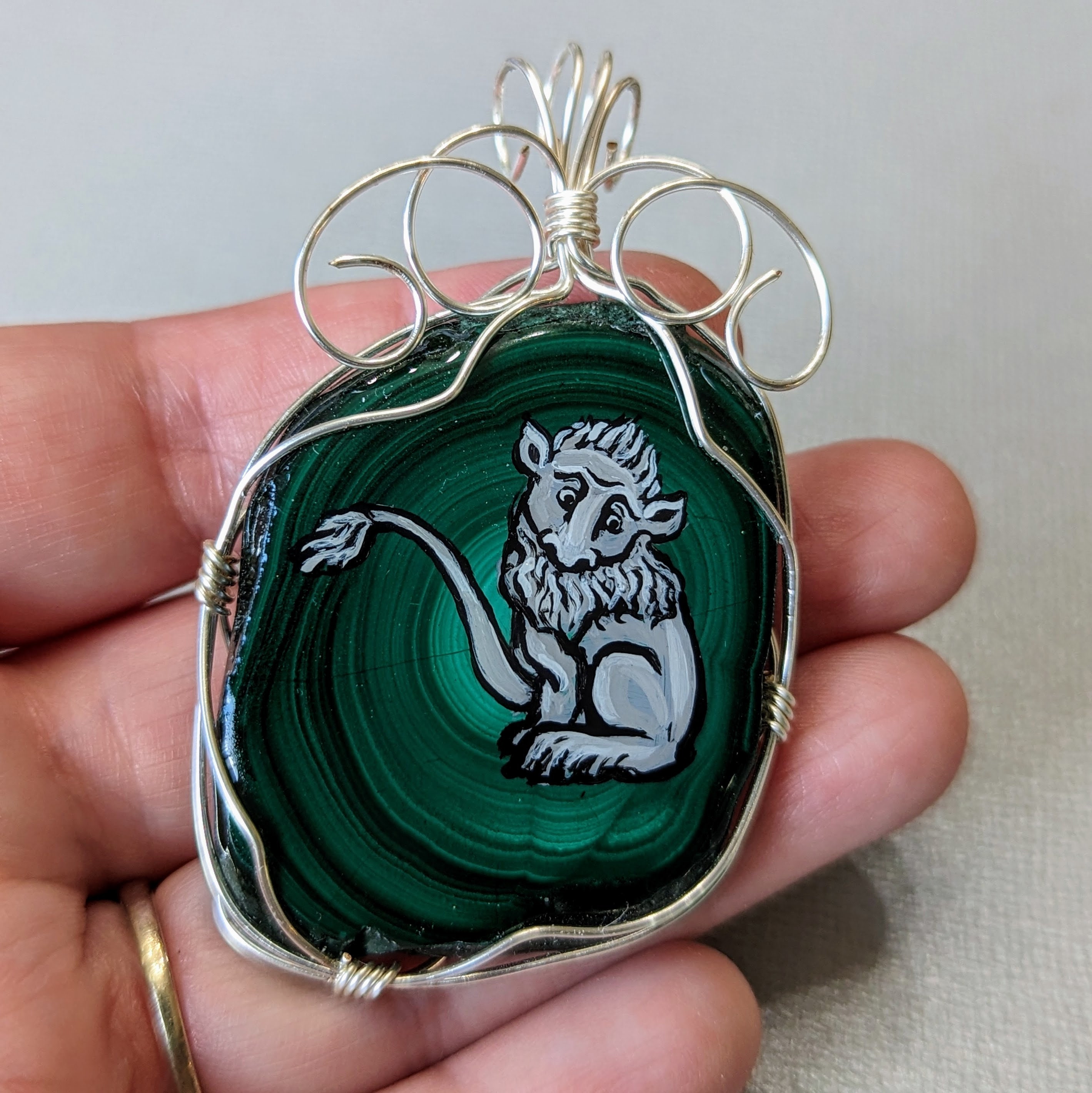 Marginalia Creature Malachite Pendant - Etsy