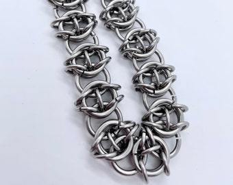 7mm Rosetta Chainmail Link Choker / Necklace Stainless Steel Gothic ...