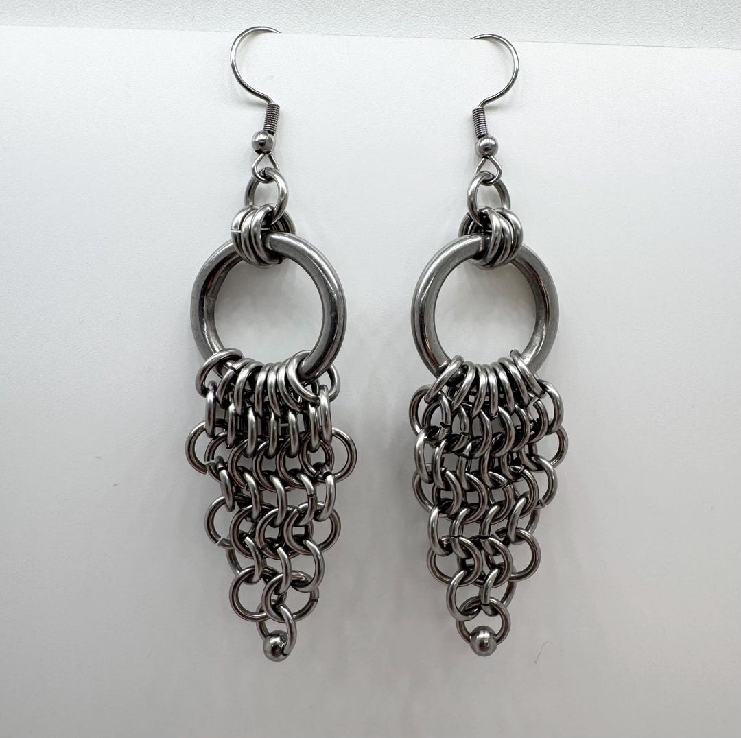 O-ring Chainmail Earrings - Etsy