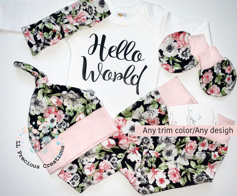 Hello World Baby Girl Outfit Newborn Baby Girl Baby Shower - Etsy