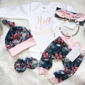 Hello World Newborn Outfit Girl - Etsy