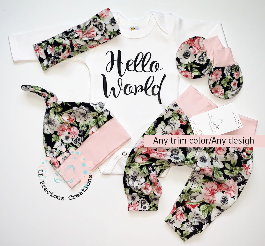 Hello World Baby Girl Outfit Newborn Baby Girl Baby Shower - Etsy