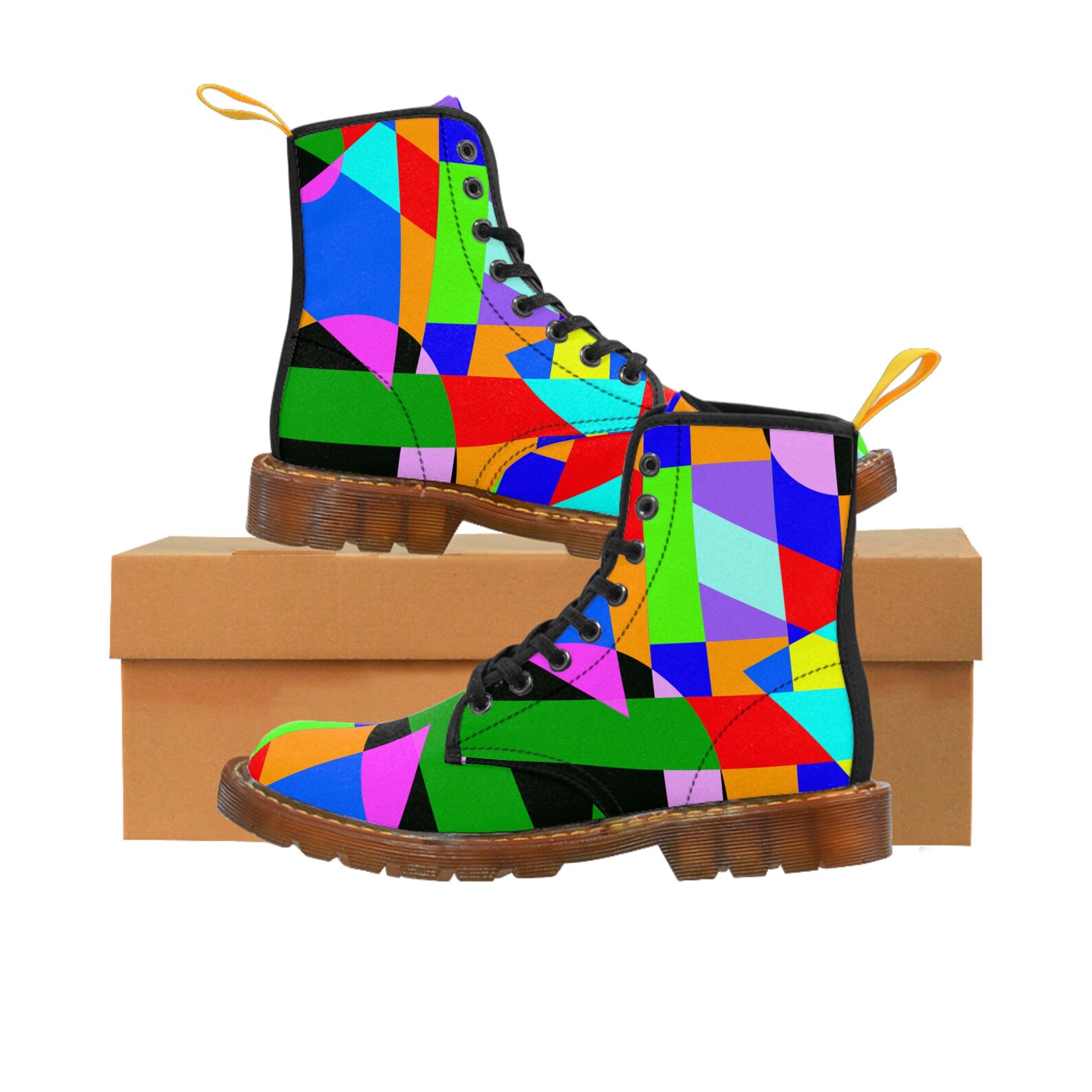Men's Canvas Boots Abstract Design - Etsy