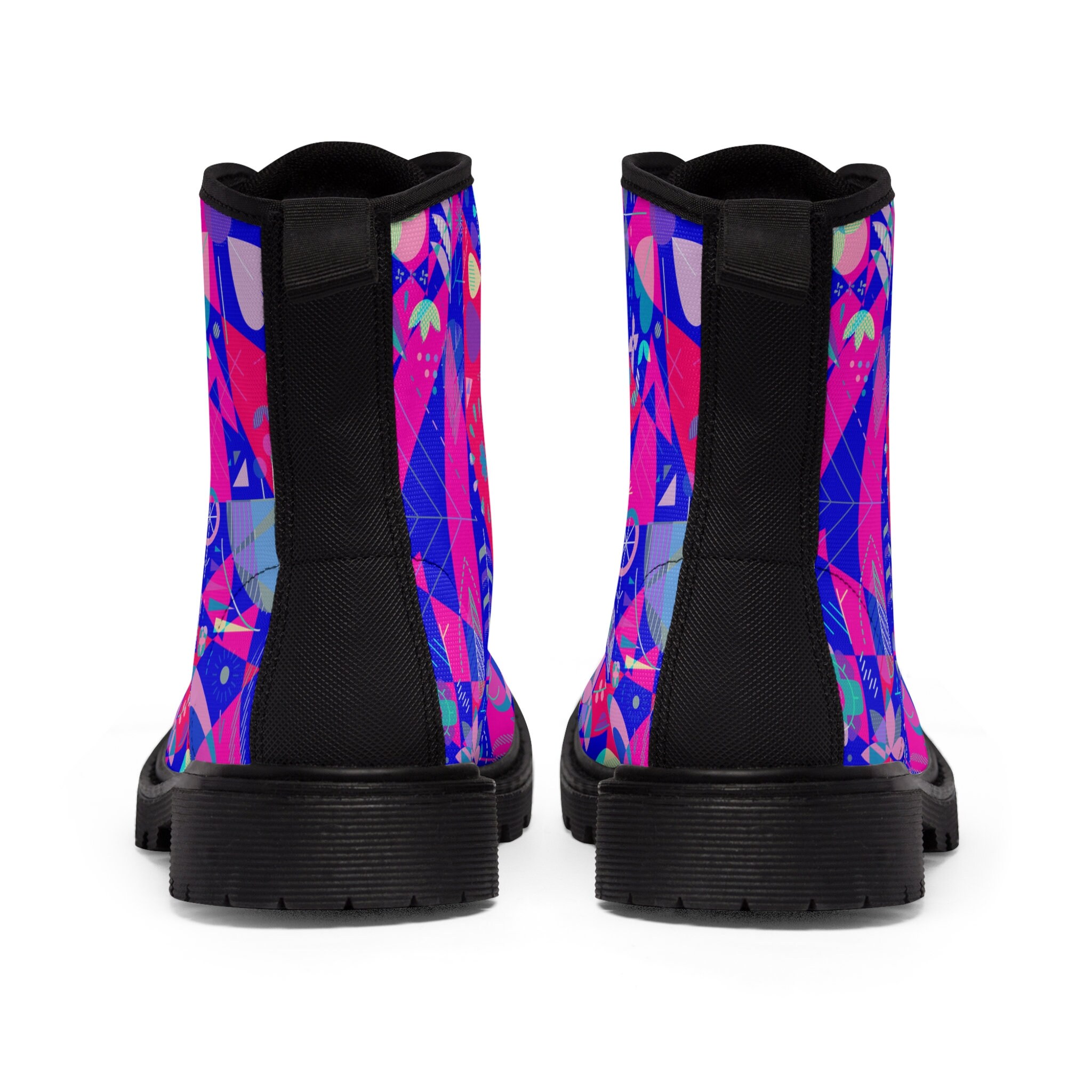 Men's Canvas Boots Blue Floral Geometric Design - Etsy