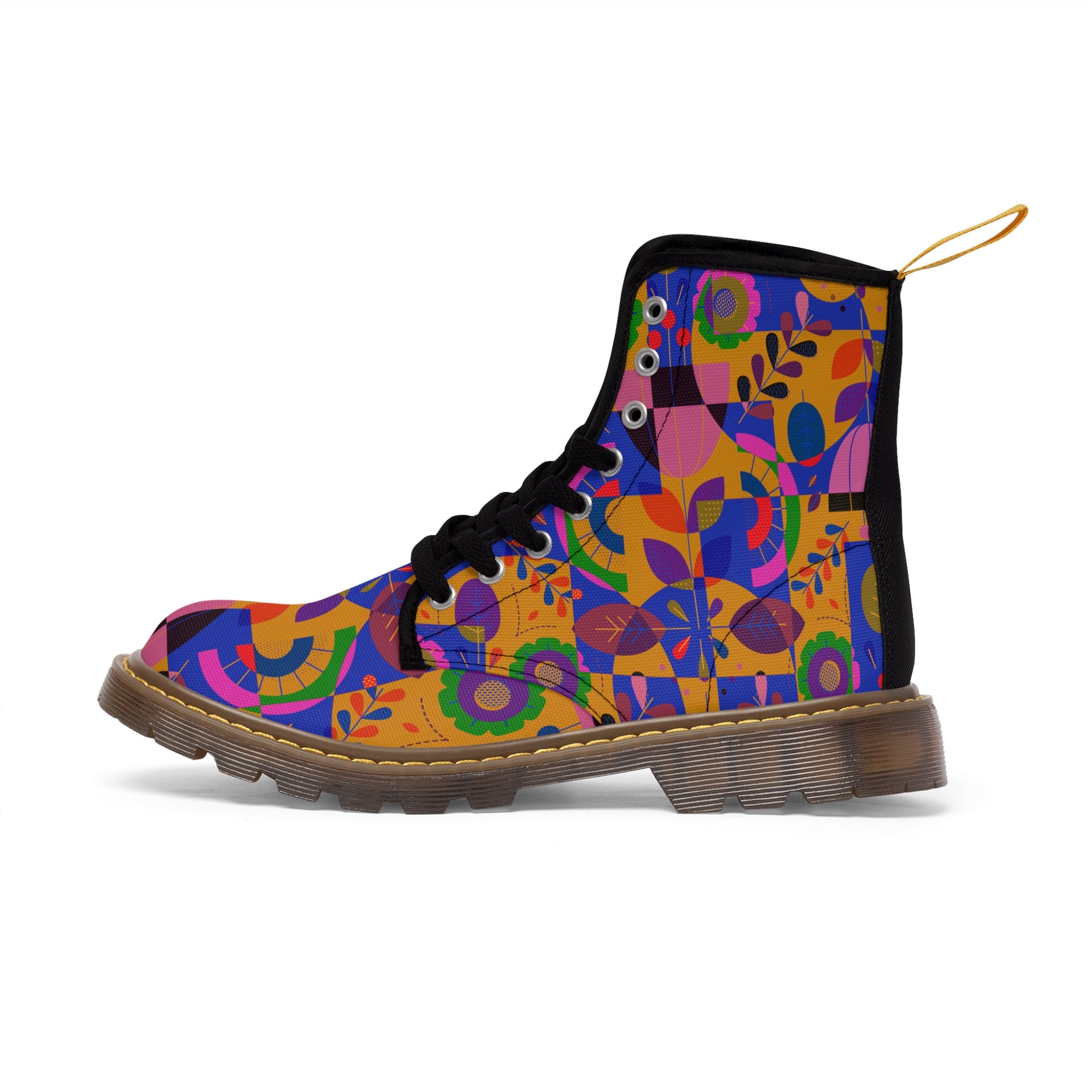 Men's Canvas Boots Geometric Floral Design - Etsy