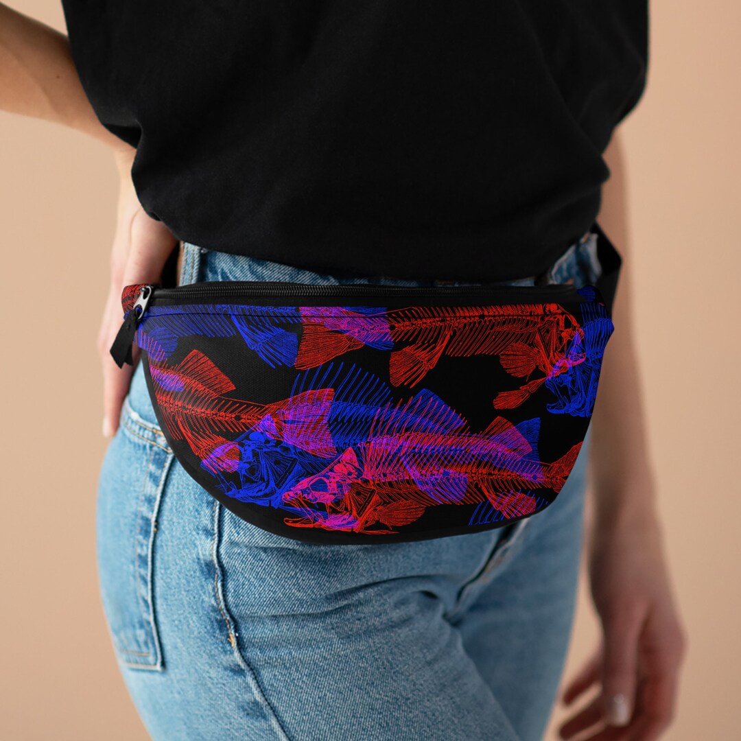 Skeleton Fish Fanny Pack, Unique Patterned Waist Bag, Bold Fish ...