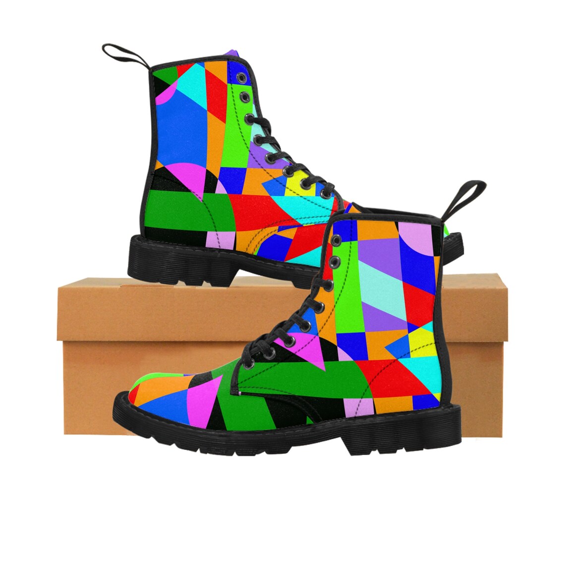 Men's Canvas Boots Abstract Design - Etsy