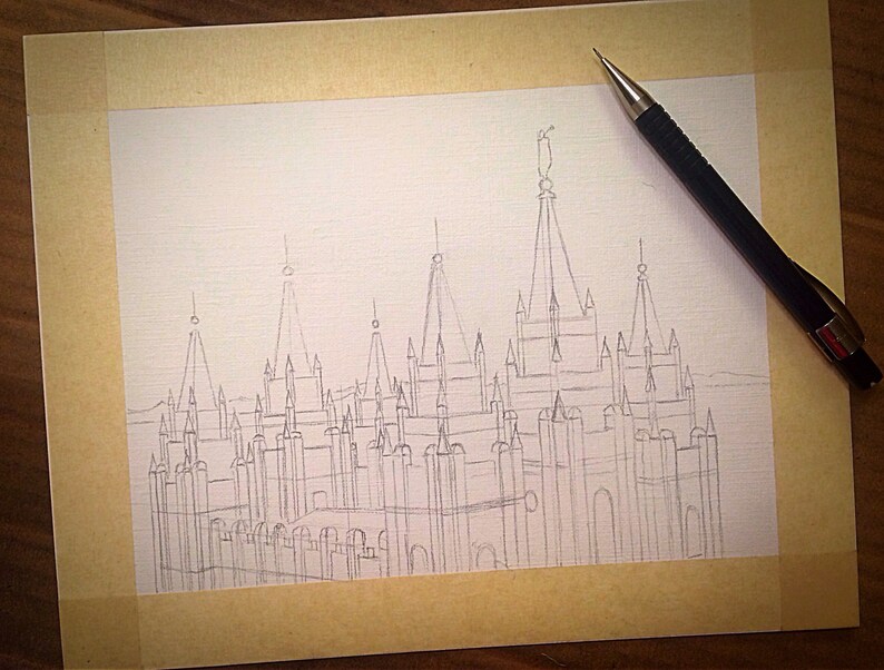 LDS Temple Framed Artwork salt Lake Temple 6x8 Drawing on 8x10 Board ...