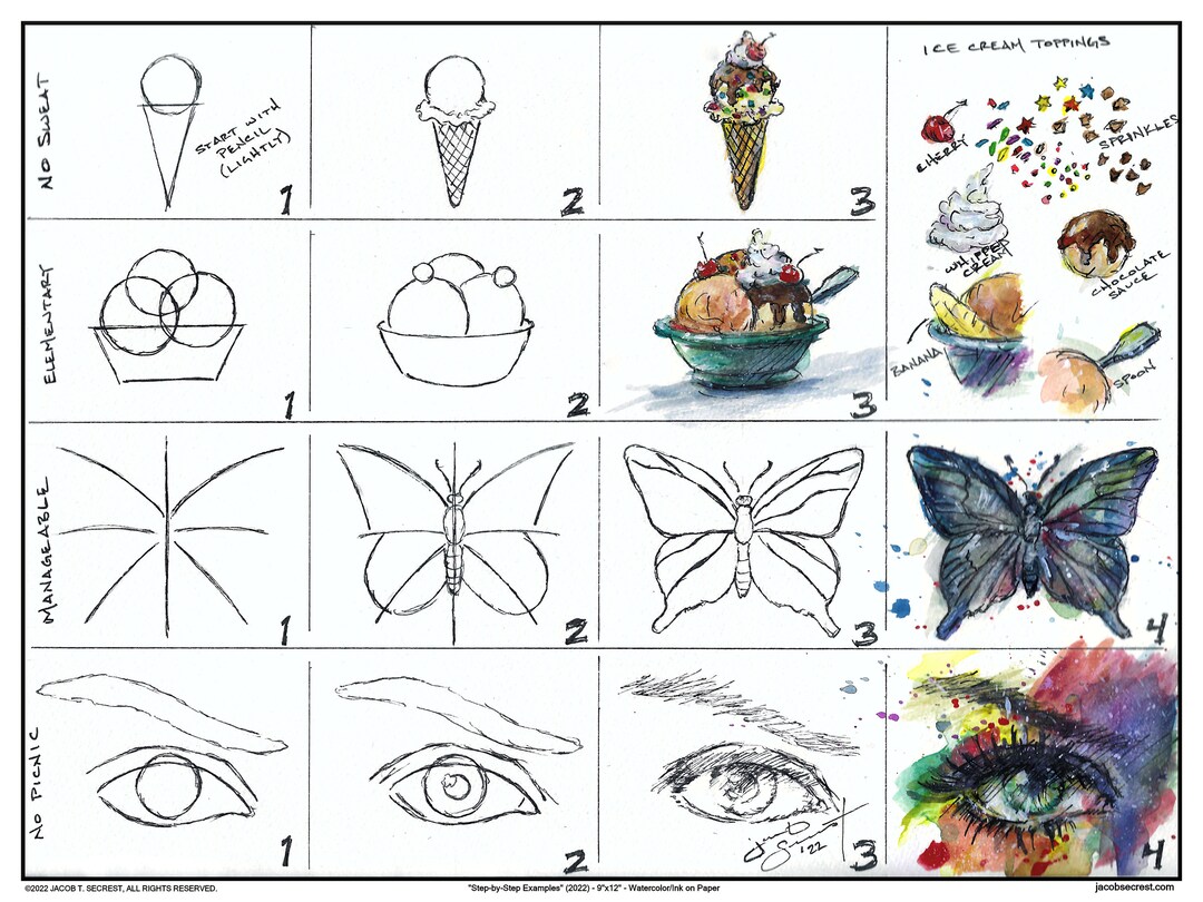 Watercolor - "step-by-step Examples #1"- 9"x12" - Art Original ...